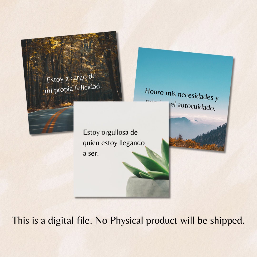 Spanish Affirmation Printable Cards for Women, Daily Self Care ...