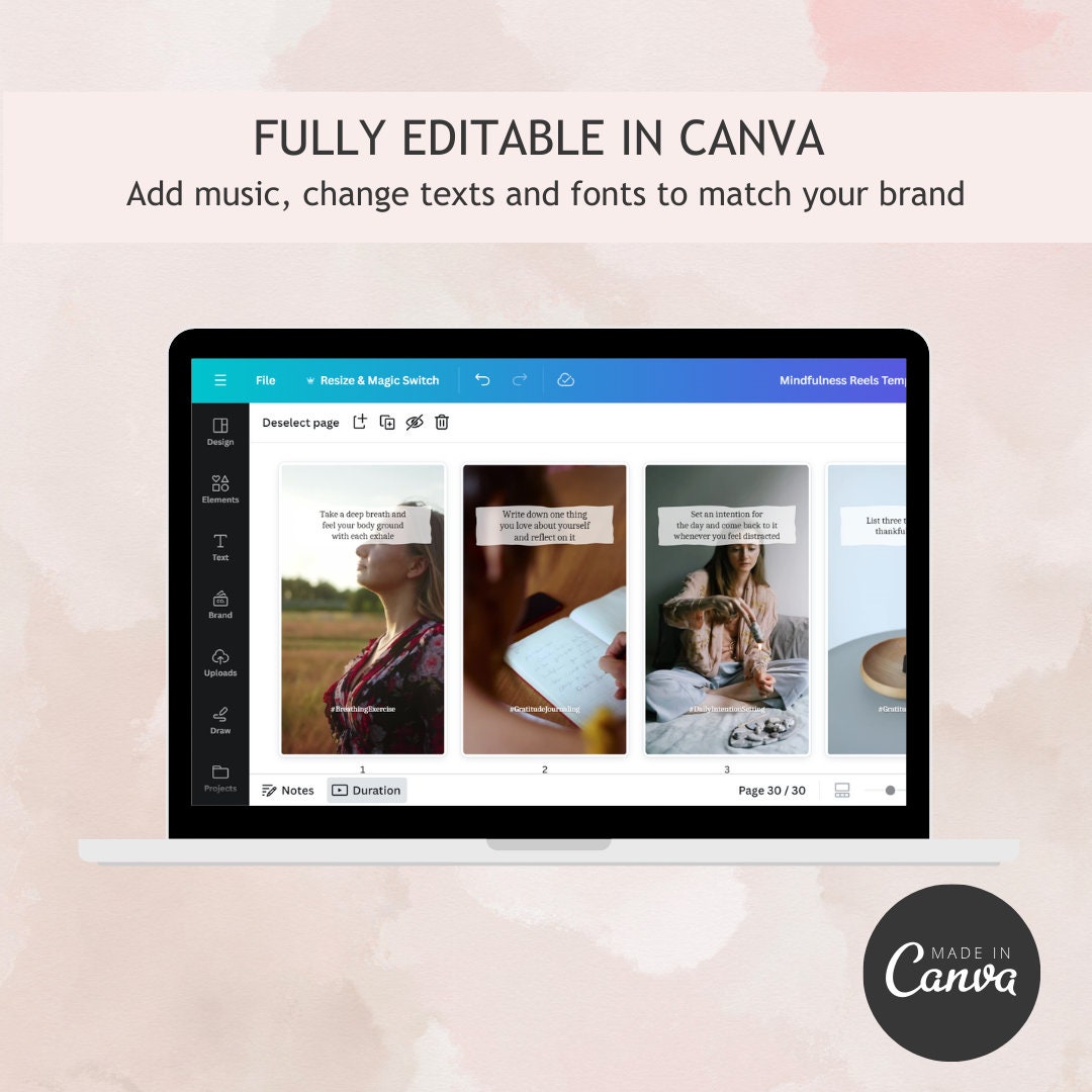 Mindfulness Prompts Reel Templates, Motivational Video, Social Media ...