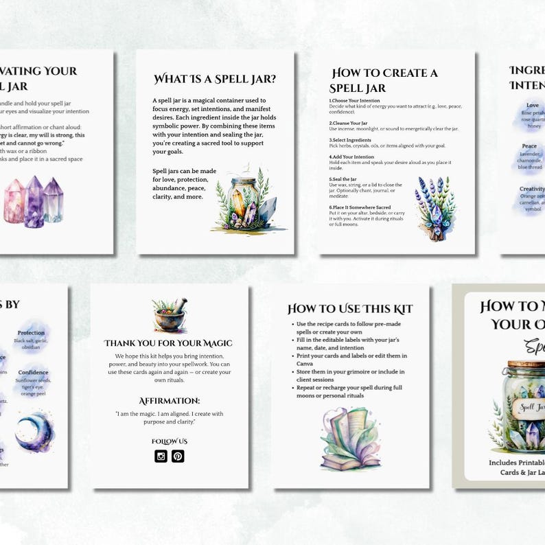 Spell Jar Kit PLR, How to Make a Spell Jar, Editable Recipe Cards ...