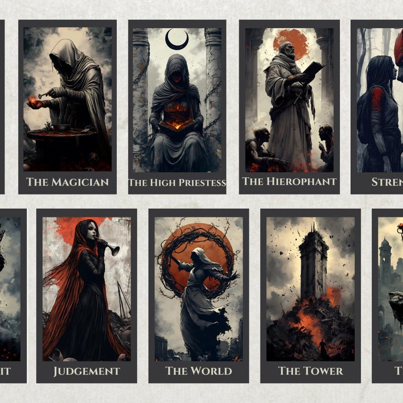 Gothic Tarot Deck 78 Cards Printable | Dark Tarot Cards Digital ...