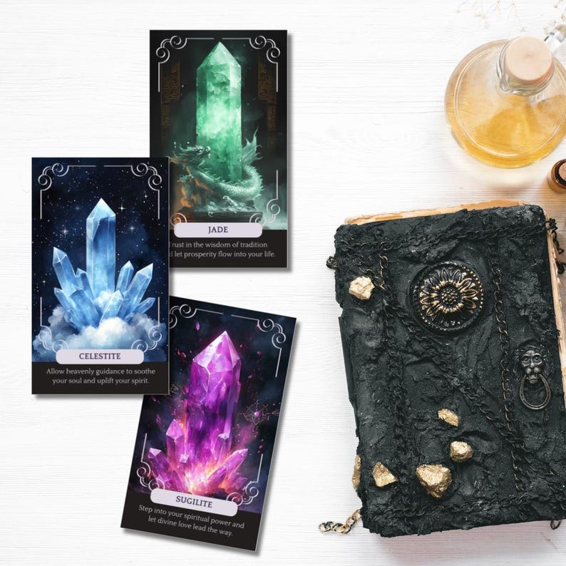 Crystal Oracle Cards Deck Editable Canva Template With Messages ...