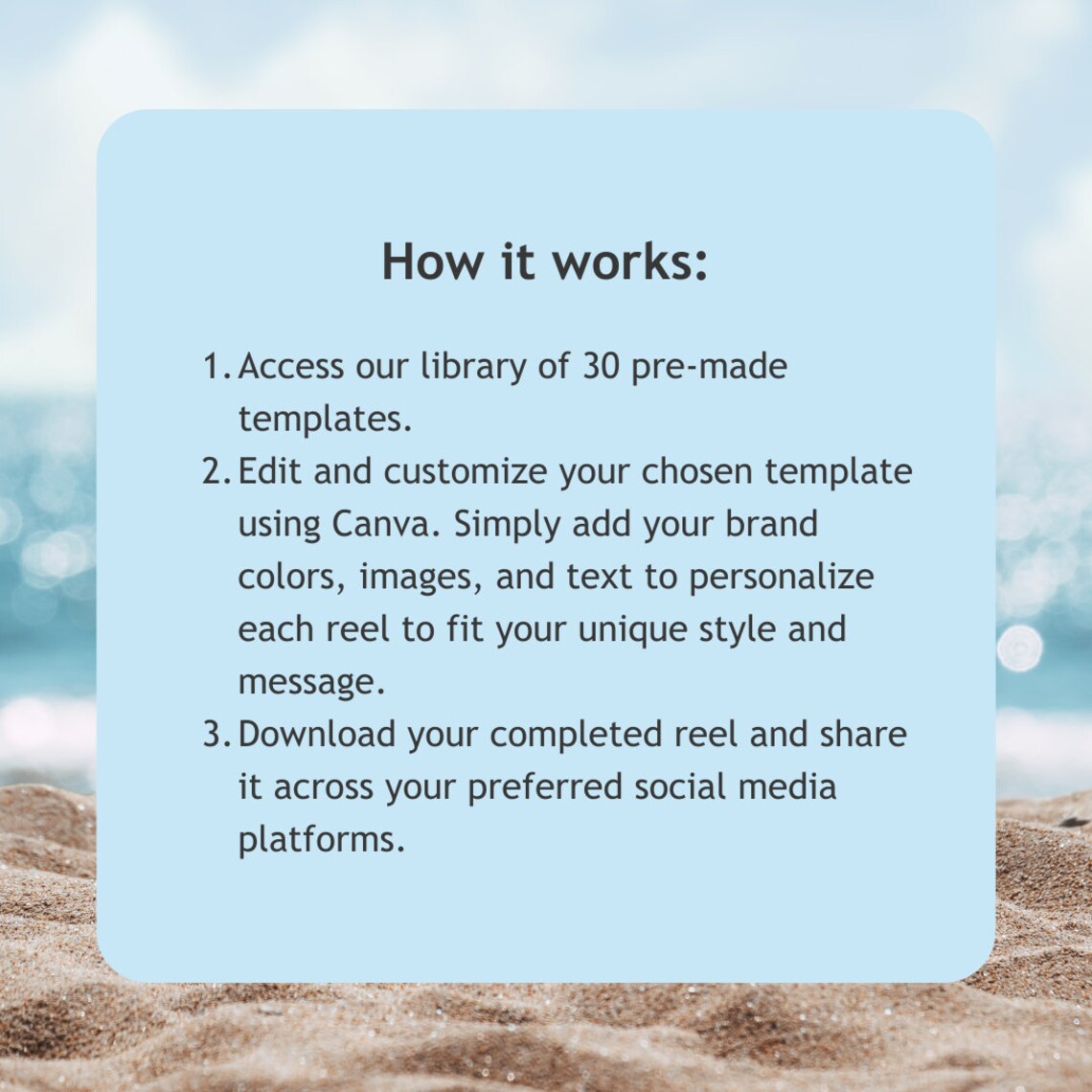 Beach Aesthetic Reel Templates, Faceless Templates, Social Media, Done ...