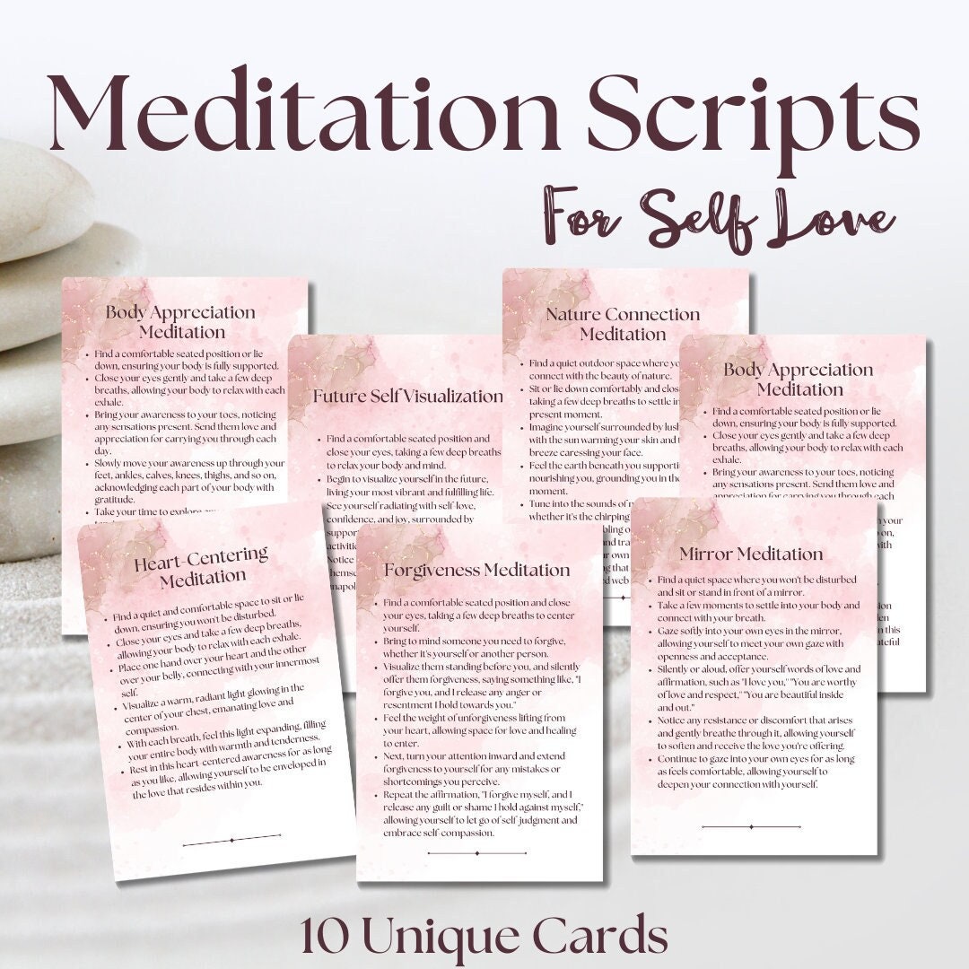 Guided Meditation Scripts for Self-love, Mindfulness Cards, Wellness ...