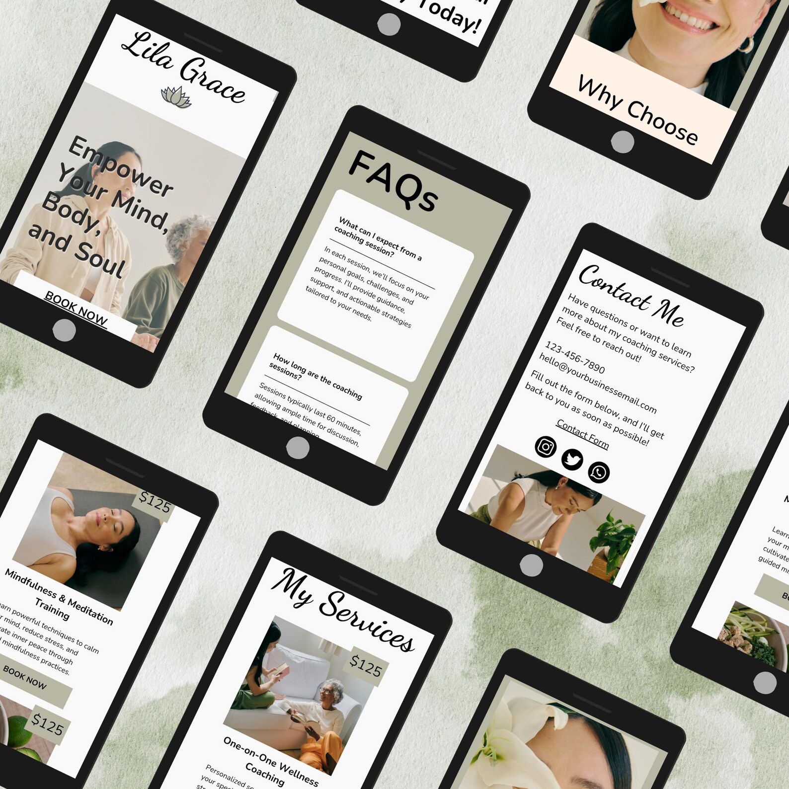Wellness Coach Canva Website Template Editable Coaching Landing Page ...