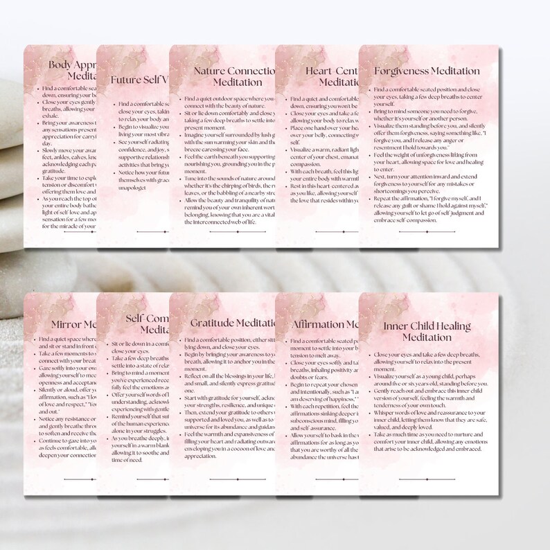 Guided Meditation Scripts for Self-love, Mindfulness Cards, Wellness ...