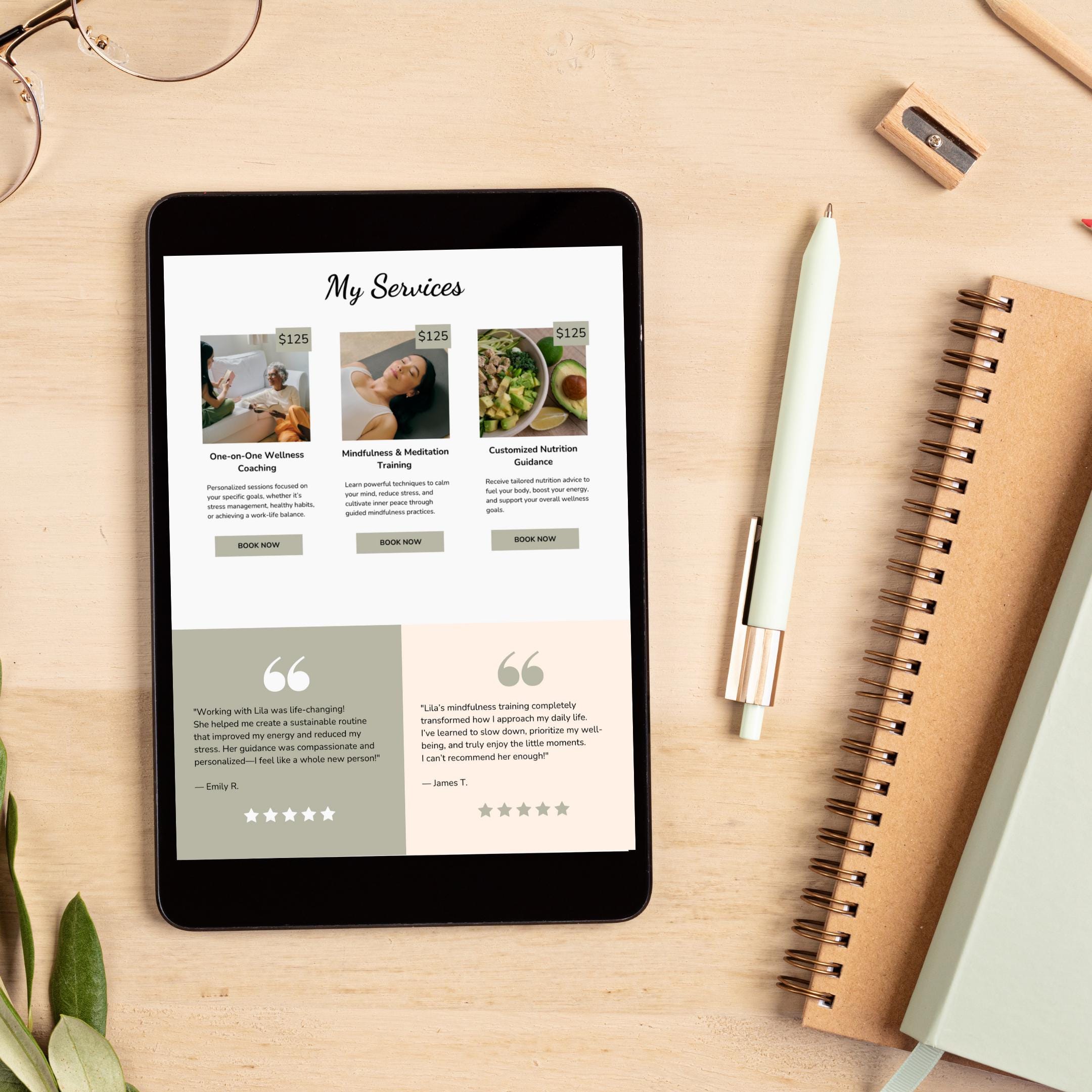 Wellness Coach Canva Website Template Editable Coaching Landing Page ...