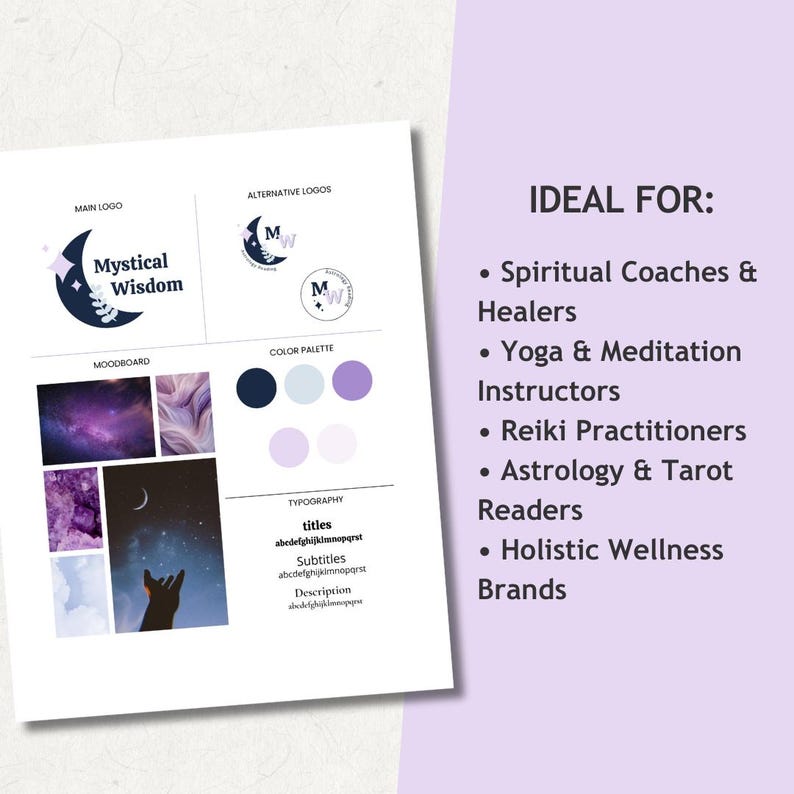 Aesthetic Spiritual Coach Branding Kit Mystical Premade Logo Canva ...