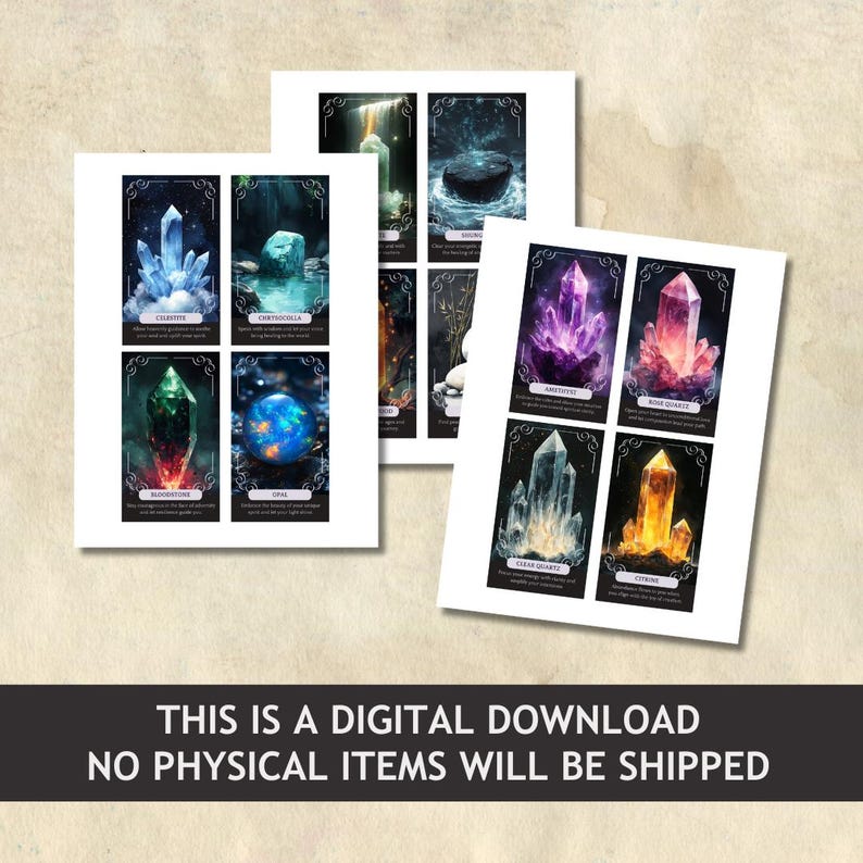 Crystal Oracle Cards Deck Editable Canva Template With Messages ...