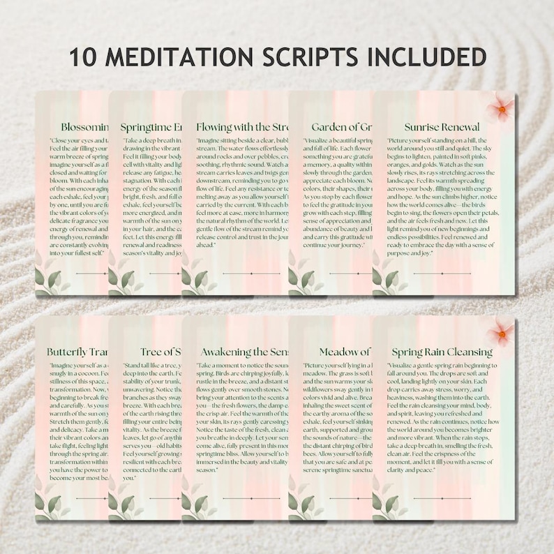 Guided Meditation Cards for Springtime Printable Mindfulness Cards for ...