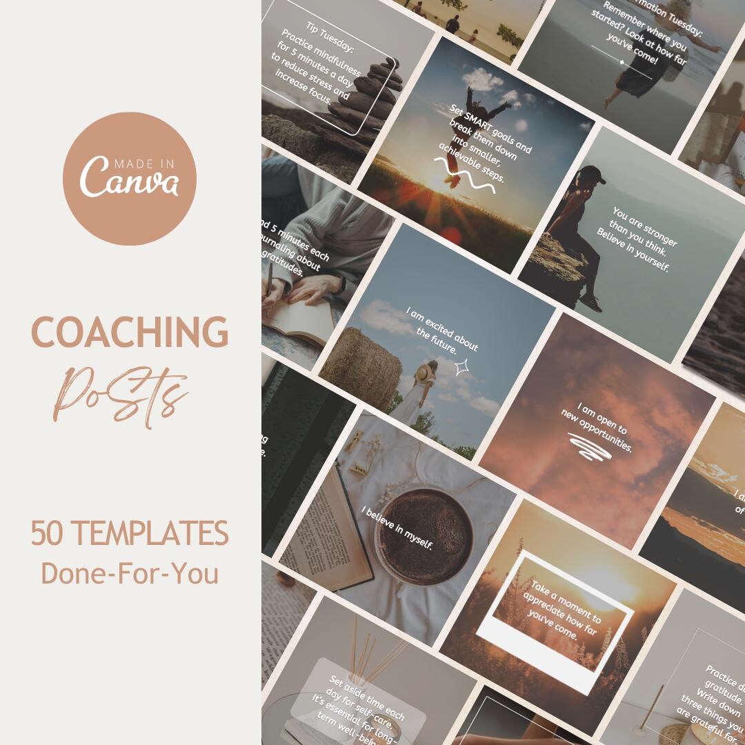 Coaching Instagram Posts Templates, Life Coach, Editable in Canva, Done ...