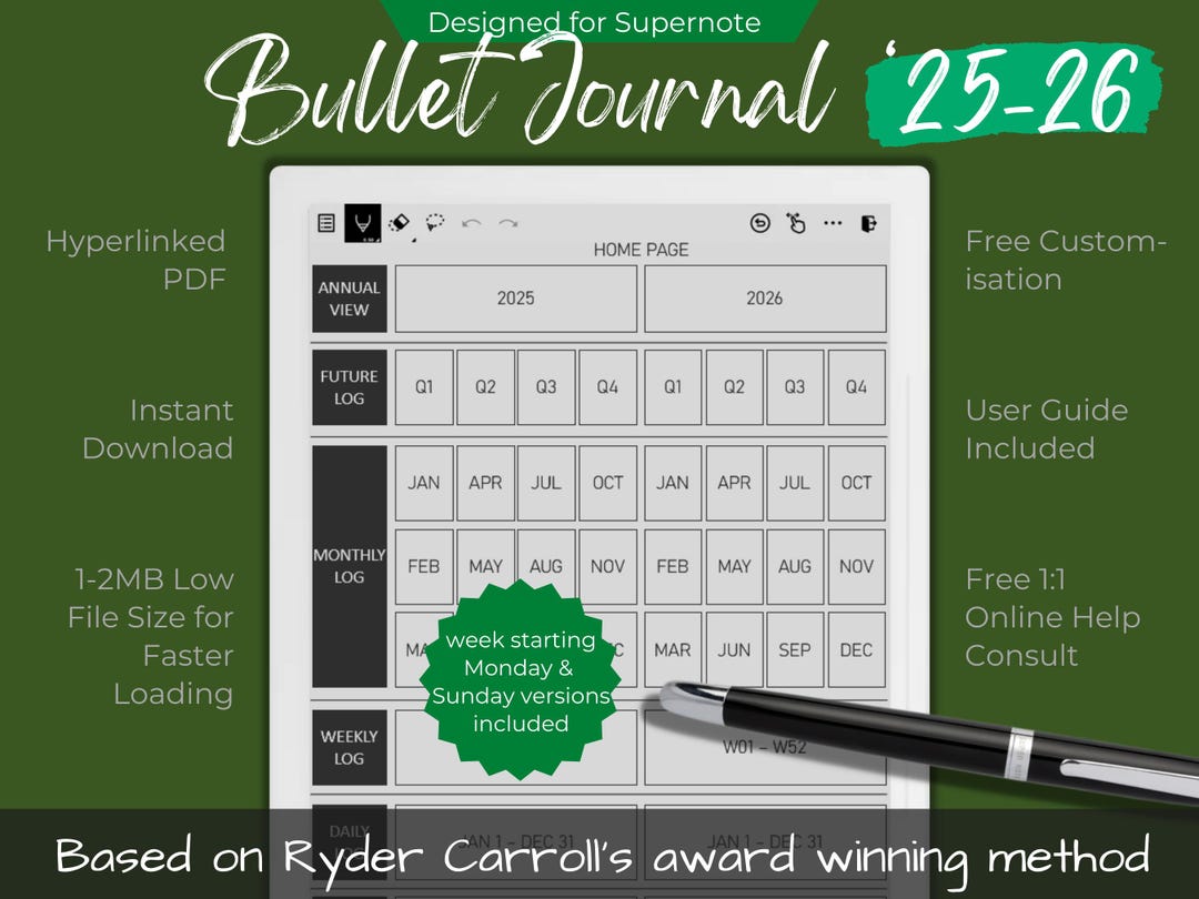 Supernote Bullet Journal - Etsy