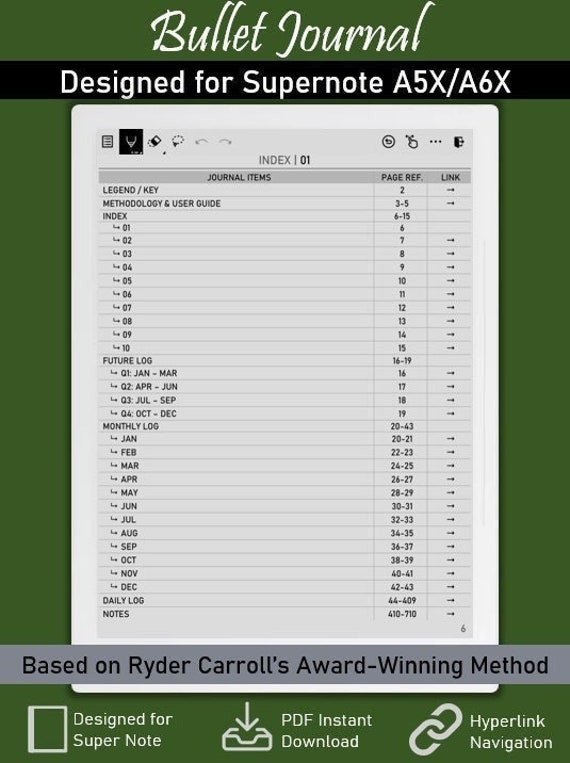Supernote Bullet Journal - Etsy