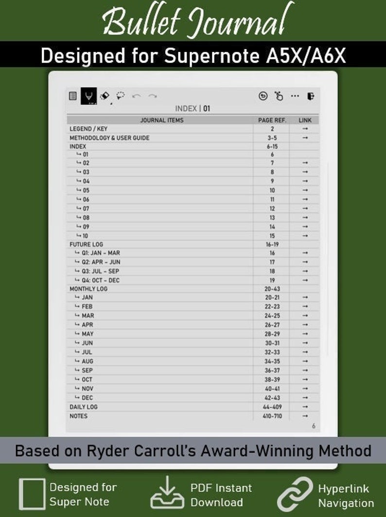 Supernote Bullet Journal - Etsy