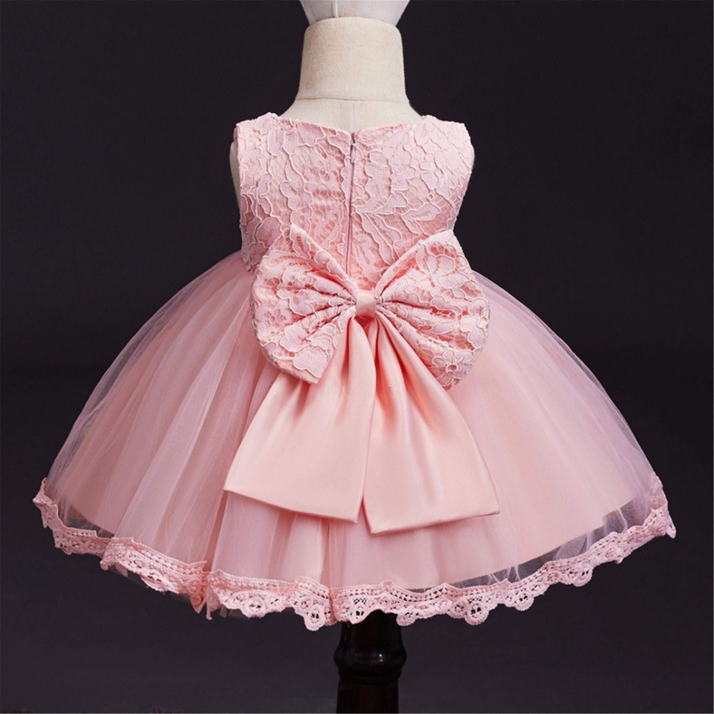 Niñas bebé vestido de fiesta de tul de encaje rosa vestido de | Etsy