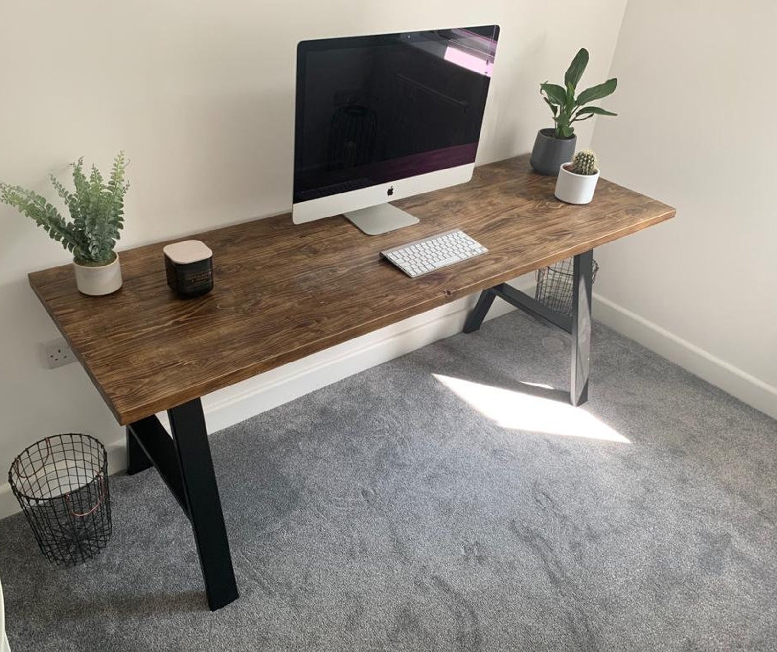 The GG Gaming Desk Rustic Meets Industrial Solid Wood - Etsy