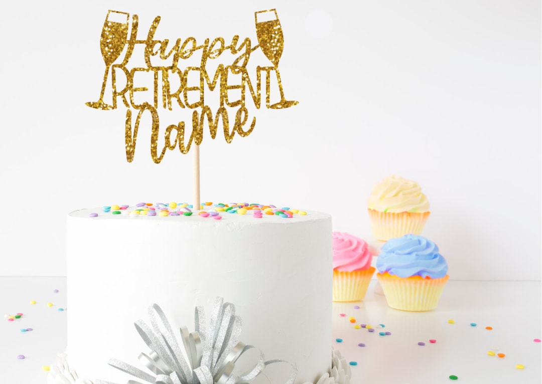 Personalised Retirement Cake Topper: Glitter Party Decoration - Etsy UK