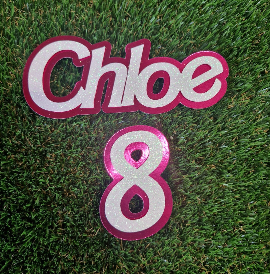 Barbie Themed, Name and Number Age, Cake Charm, Mirror Cake Topper ...