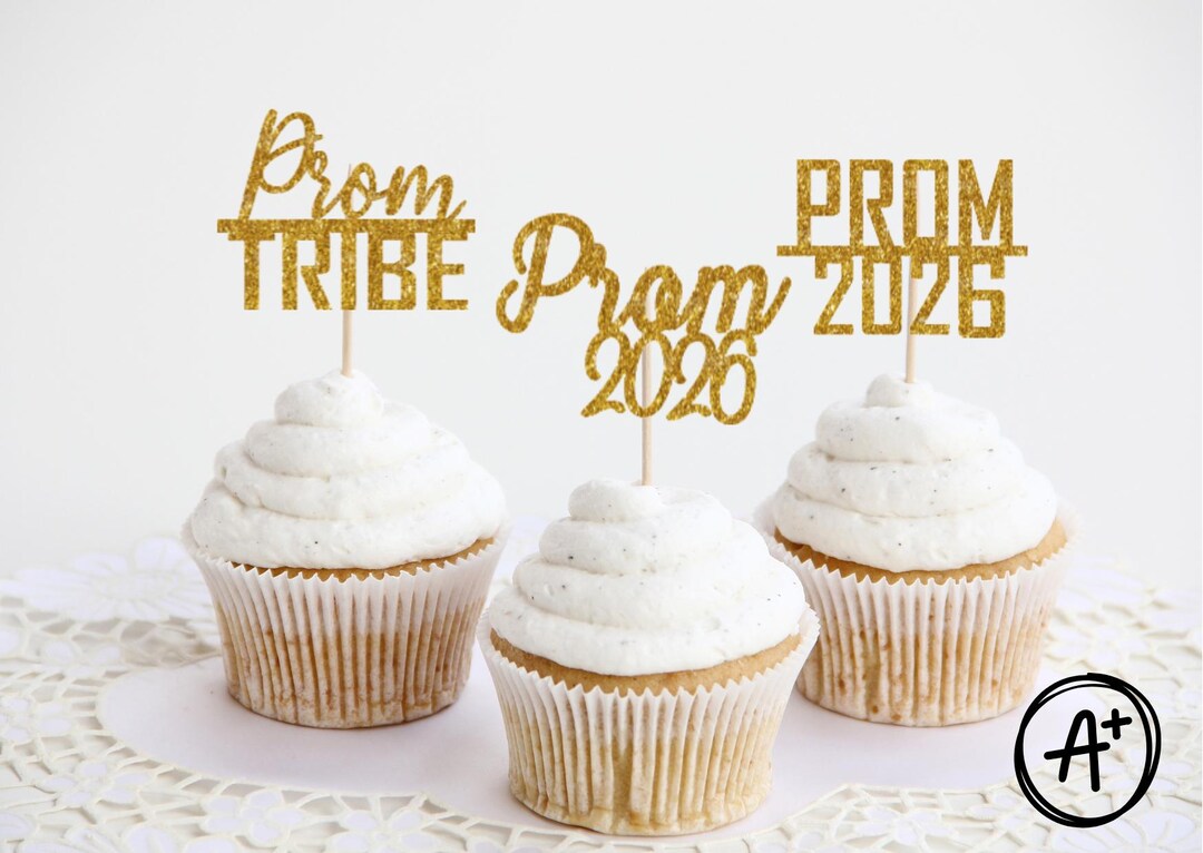 Prom 2026 Cupcake Toppers: Glitter Cardstock, School Leavers ...