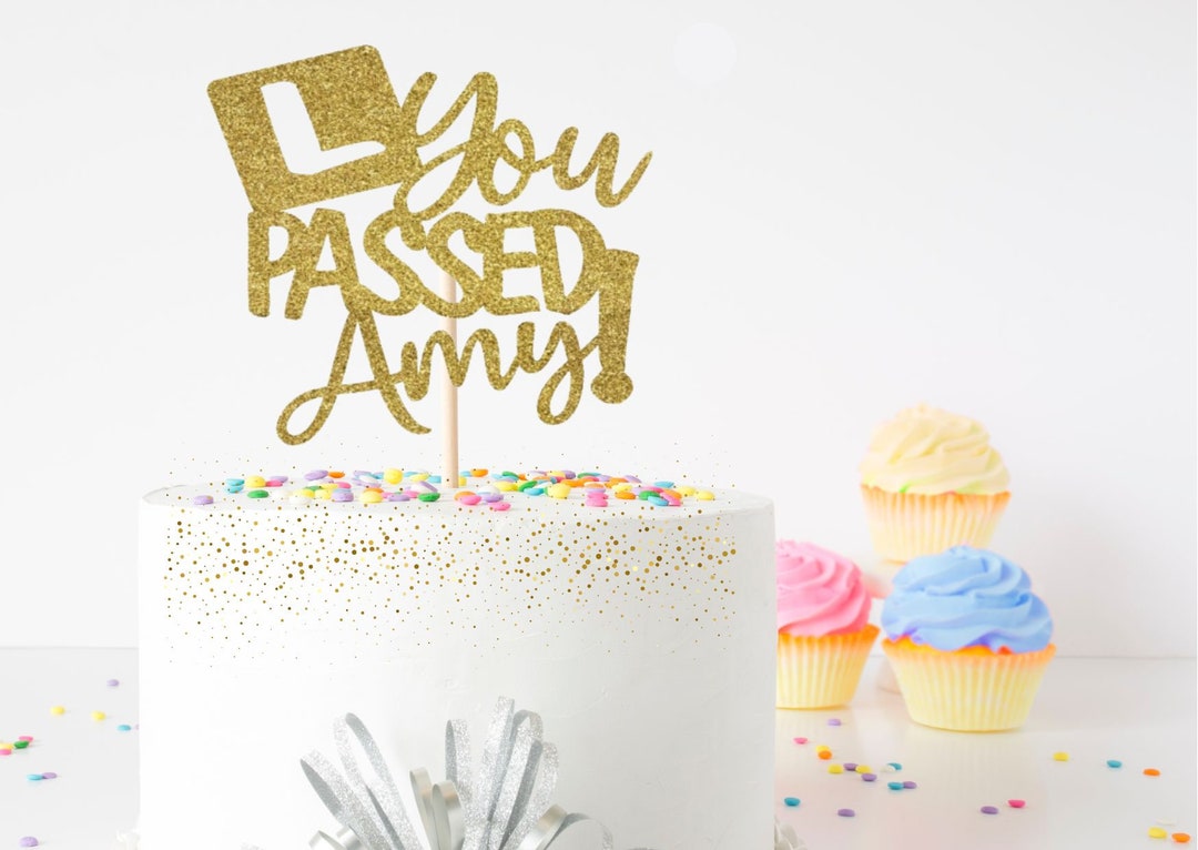 Personalised Driving Test Passed Cake Topper: Glitter Card Decoration ...