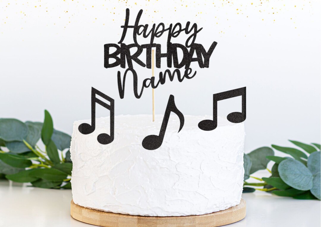 Personalised Music Birthday Cake Topper Set Glitter and Mirror Card - Etsy