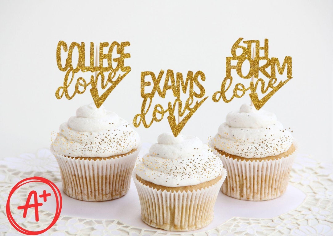 Exam Cake Toppers: Glitter Graduation Cupcake Decorations - Etsy