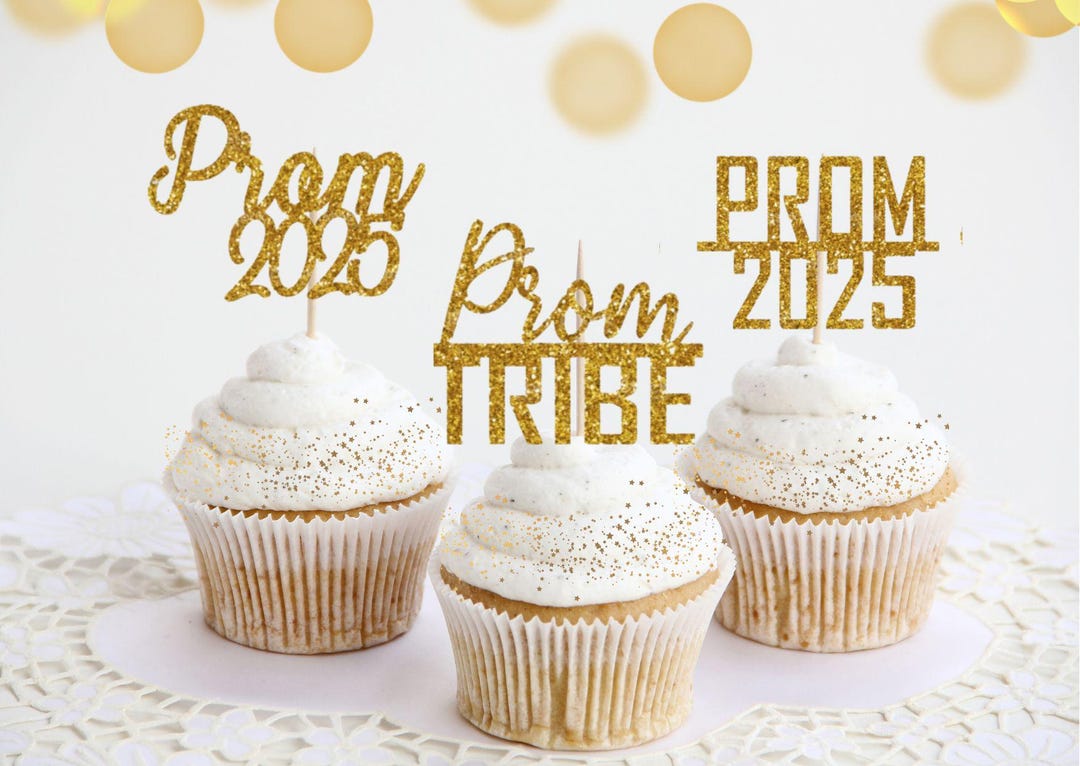 Prom 2025 Cupcake Toppers: Glitter Cardstock, School Leavers ...