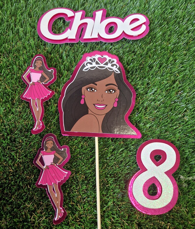 Personalised Barbie Cake Toppers/barbie/ Name/ Age/ Charm Custom Cake ...