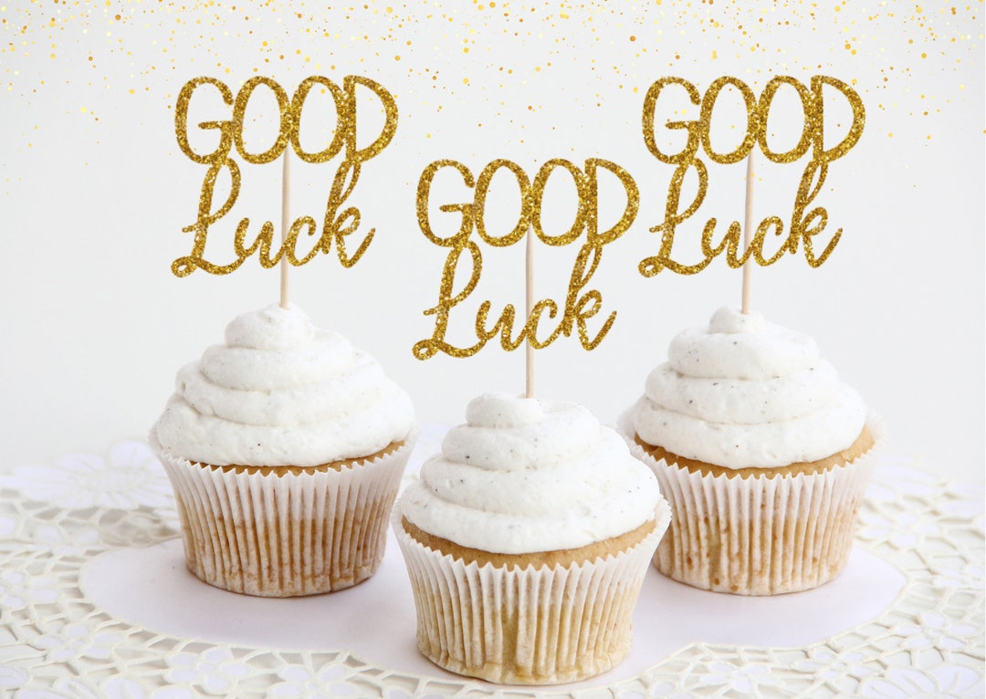 Good Luck Cupcake Toppers Celebration Glitter Party Food Cake ...