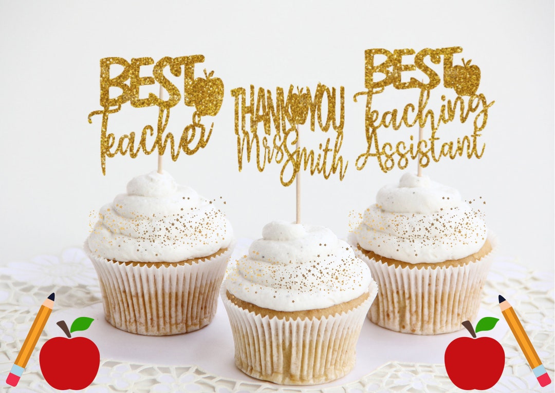 Thank You Teacher Cake Toppers /teacher Cupcake Toppers/teacher Gifts ...
