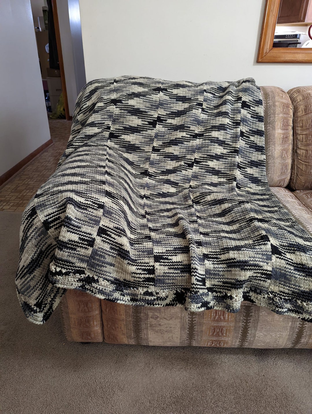 Ribbed Mirage Afghan Knitting Pattern Bond/usm/ism/knitsmart Knitting ...