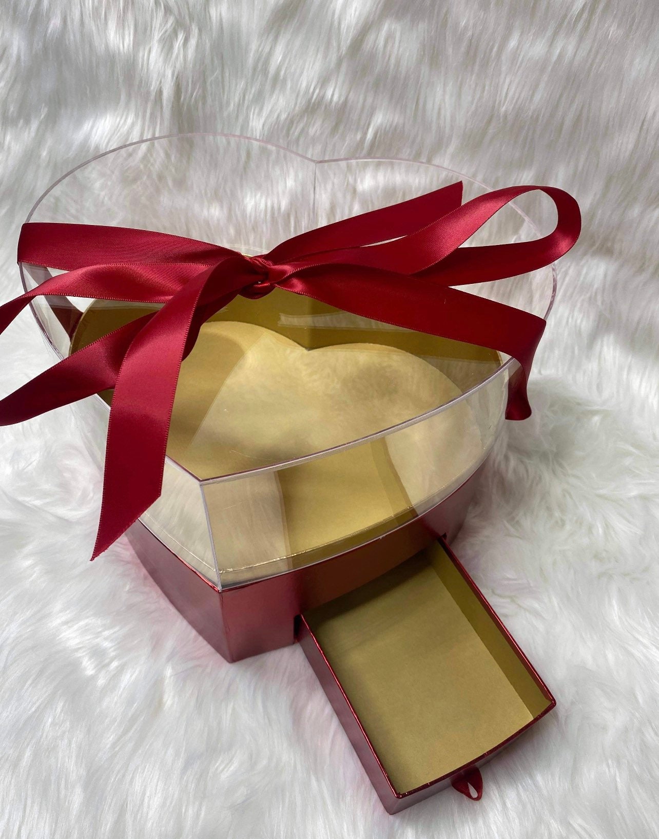 Heart Acrylic Boxes, Heart Box With Drawer, Treat Box, Floral ...