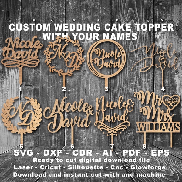 Cake Topper Wedding Svg - Etsy