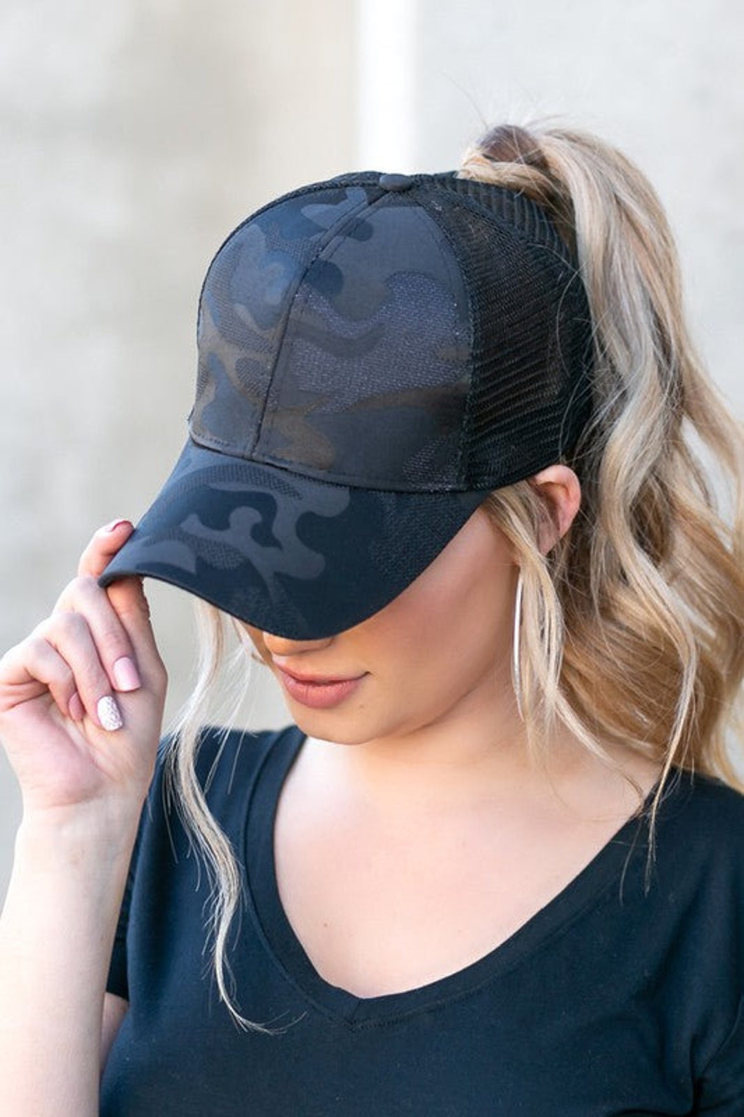Camo Messy Bun Cap - Etsy