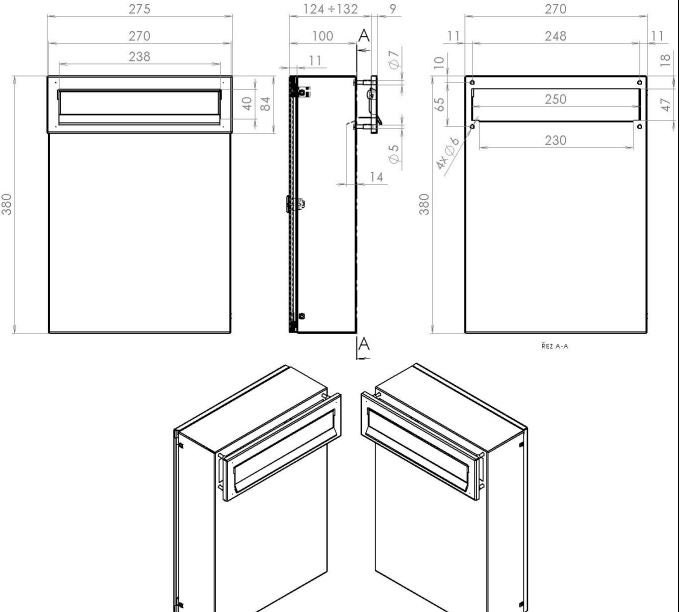 Letterbox for Gates and Fences Rear Access Galvanised Steel Powder ...