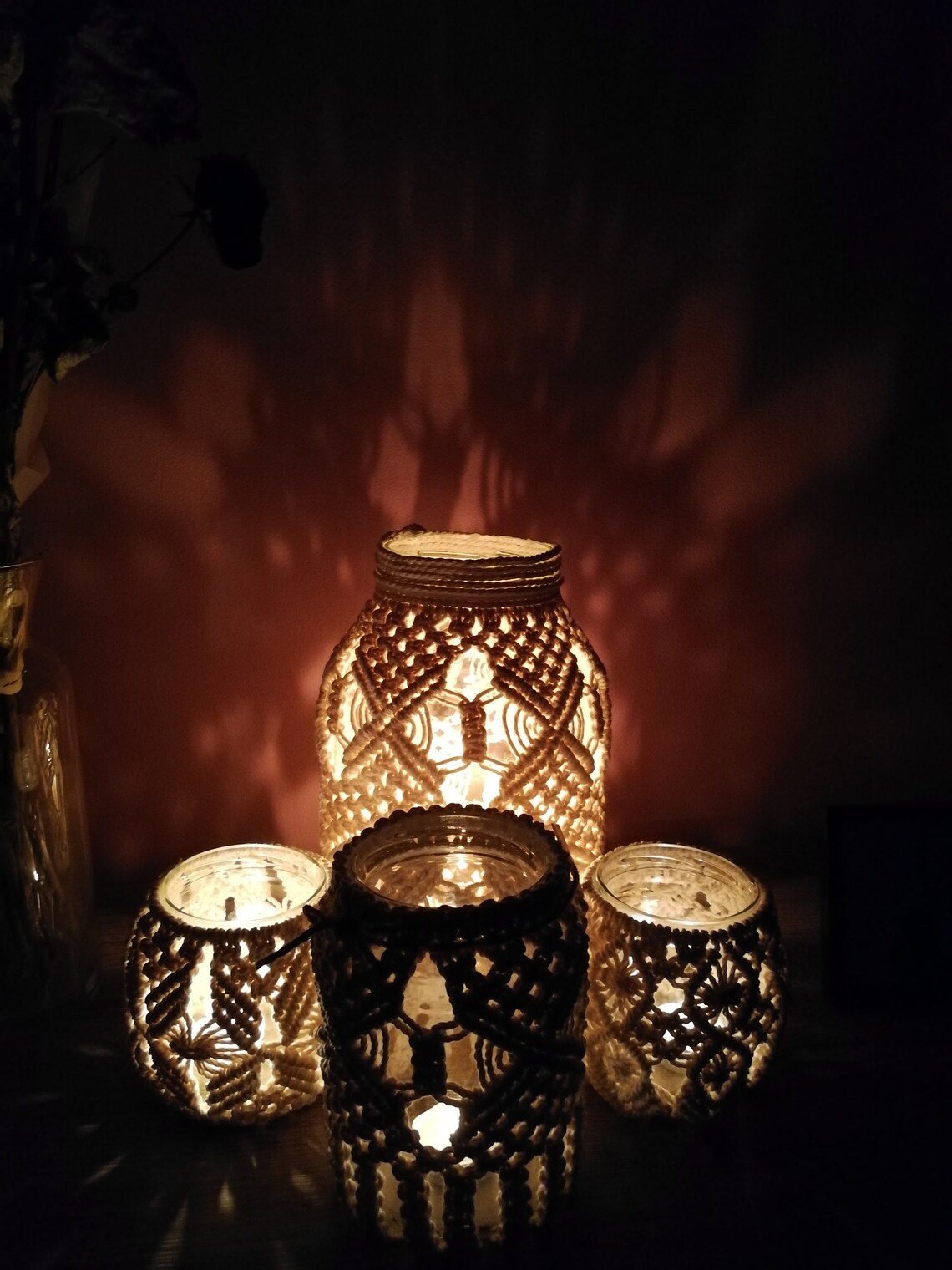 Macrame Jar Set | Macrame Jars | Lantern | Tealight | Rope | Made to ...