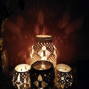 Macrame Jar Set | Macrame Jars | Lantern | Tealight | Rope | Made to ...