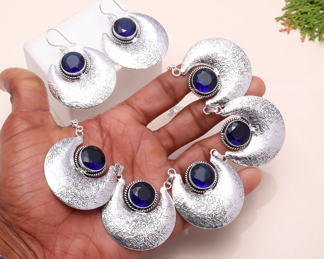 Tanzanite Jewelry Set, Blue Color, Necklace & Earring Set, Tanzanite ...