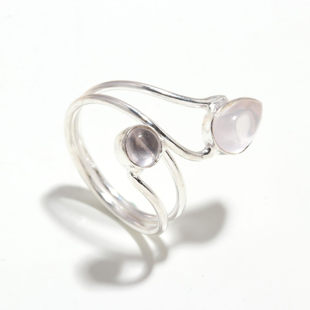 Rare Crystal Ring, White Gemstone Ring, Eternity Adjustable Ring, 925 ...