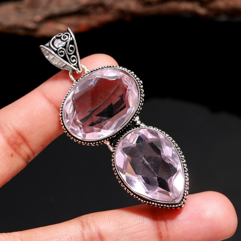 Pink Stone Pendant - Etsy