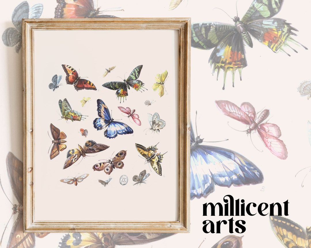 Vintage Butterfly Painting Cottagecore Printable Wall Art Digital ...