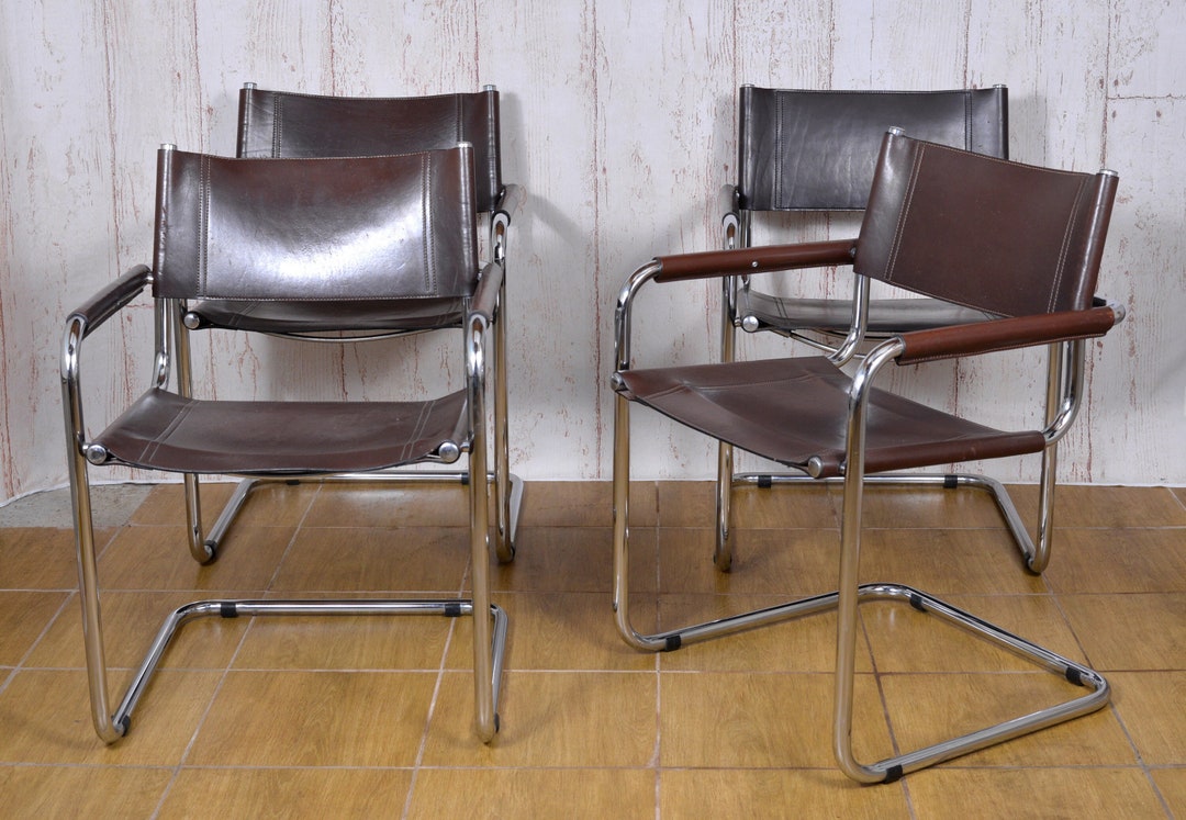 2 of 6 Cognac Colour MG5 Bauhaus Tubular Chair Marcel Breuer Desk Chair ...