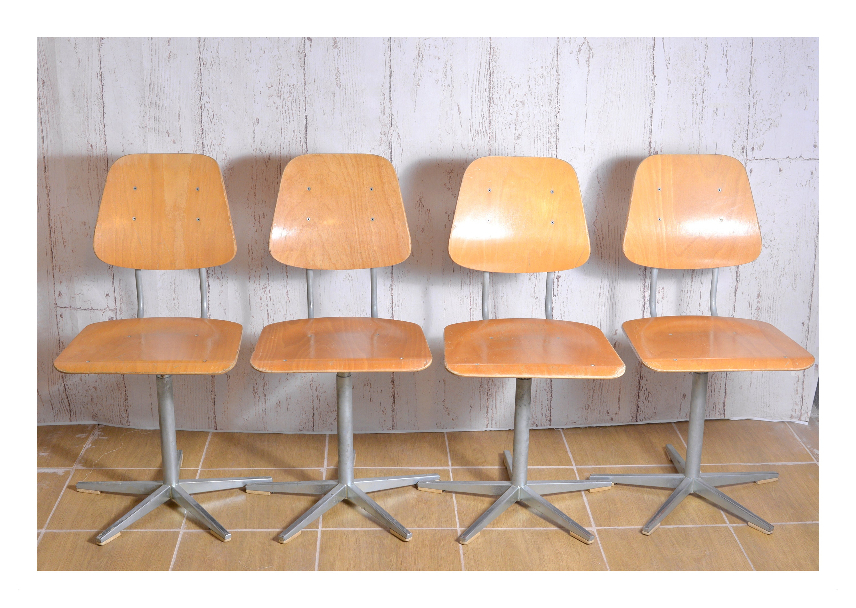 Swiss Vintage School Chairs - Made by Embru - 1 of 4 Set - Industrial ...