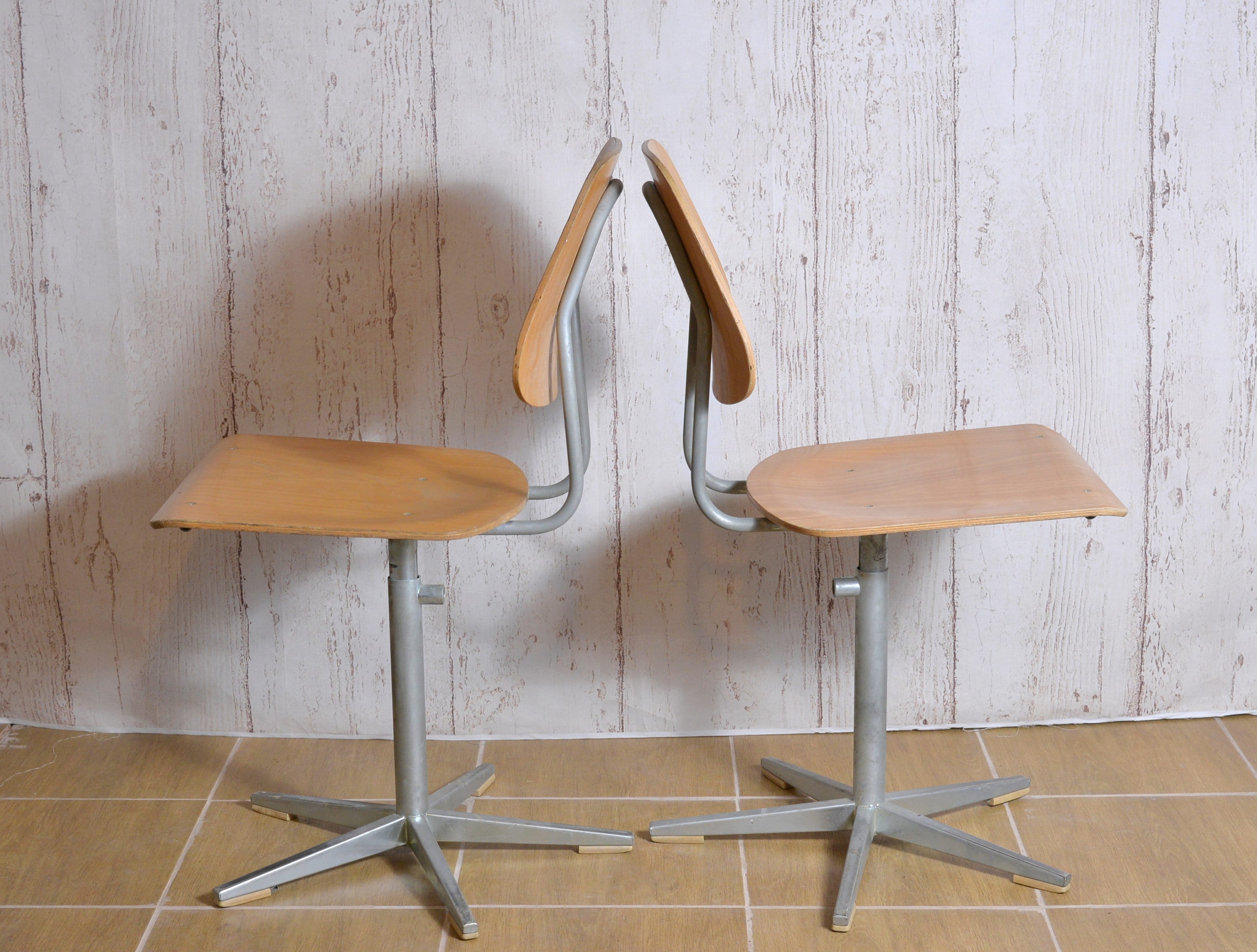 Swiss Vintage School Chairs - Made by Embru - 1 of 4 Set - Industrial ...