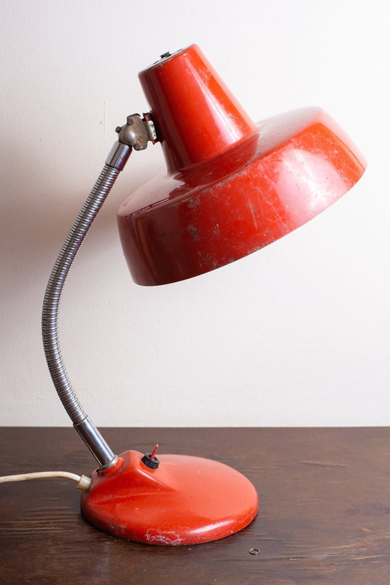 Vintage Retro Desk Lamp 1970's Red Table Lamp - Etsy