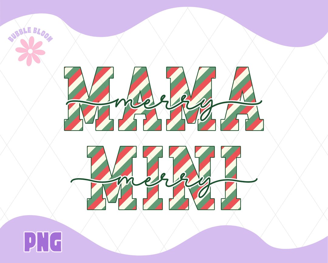 Retro Merry Mama Merry Mini PNG: Christmas Sublimation Design (digital ...