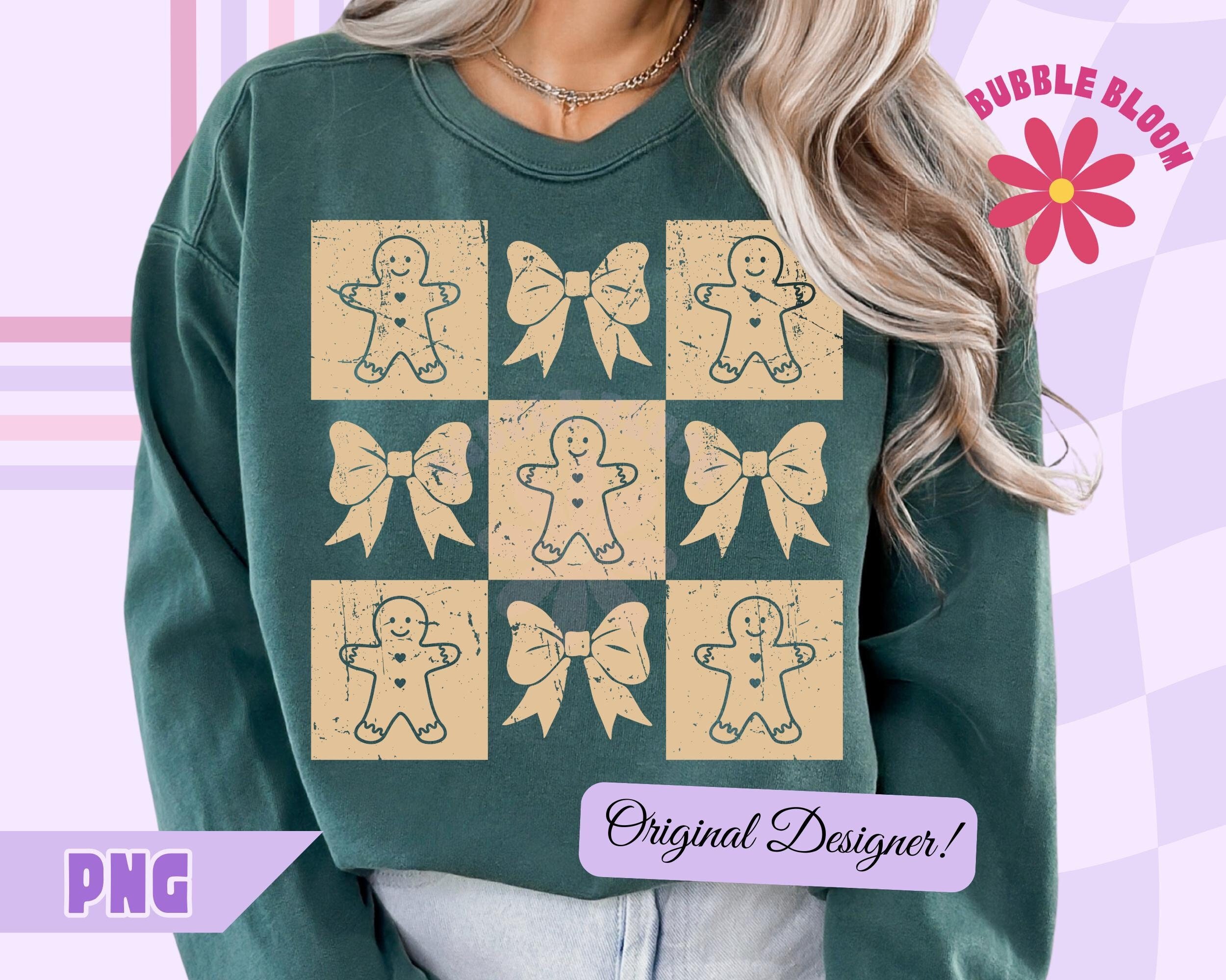 Checkered Gingerbread Man PNG: Retro Christmas Design (digital Download ...