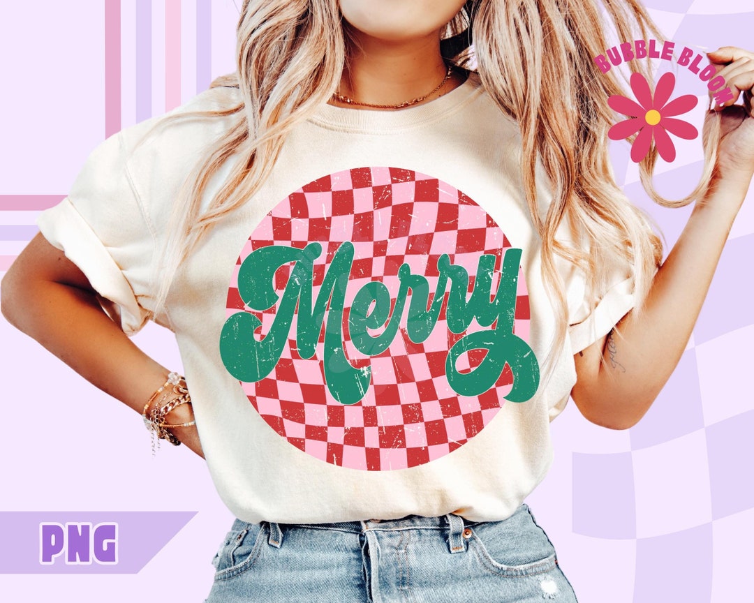 Retro Checkered Merry Christmas PNG - Shirt Design (digital Download ...