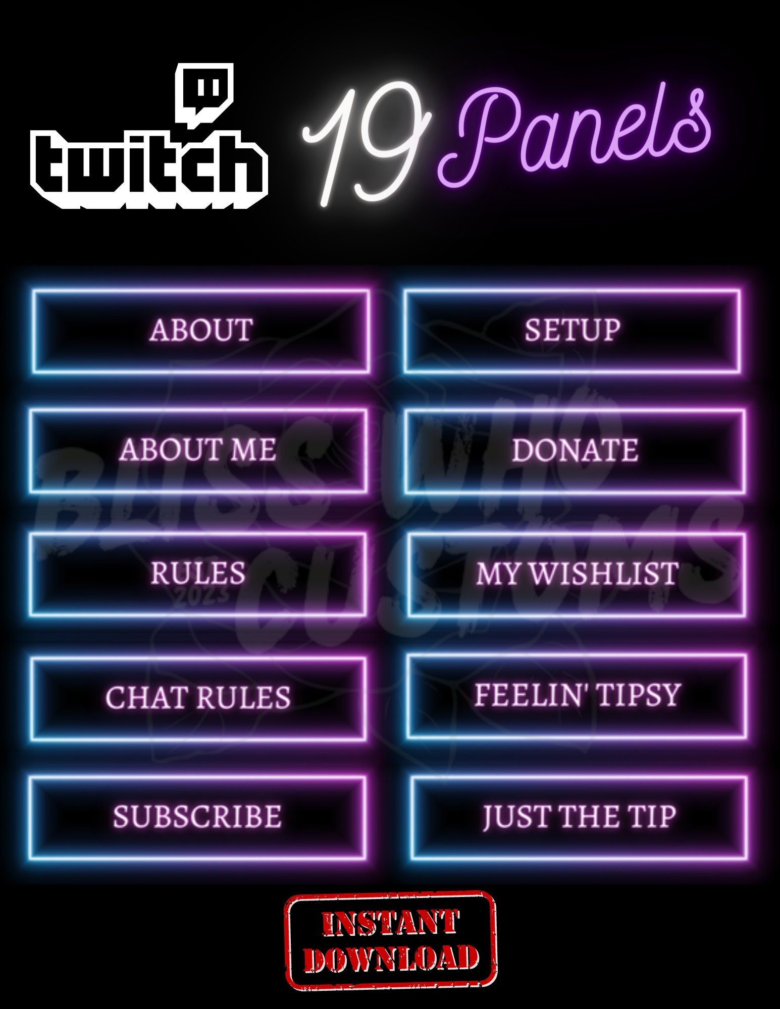 20 Pink and Blue Glowing Neontwitch Panels, Tidy, Appealing, Nostalgic ...