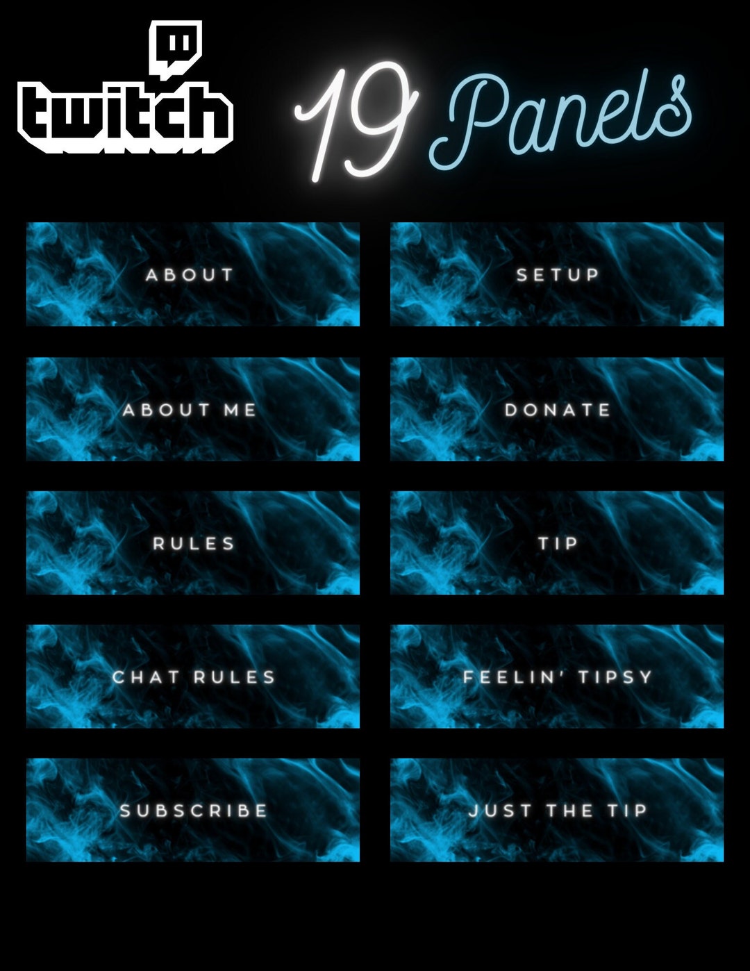 Blue Smoke Twitch Panels: 19+ Stream Graphics (digital Download) - Etsy