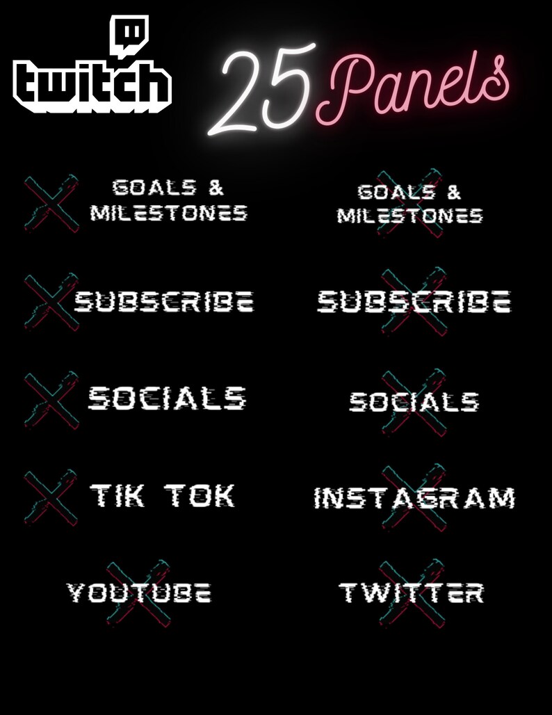25 Blue, Red, & Black Glitch Neon Twitch Panels, Tidy Appealing Panels ...